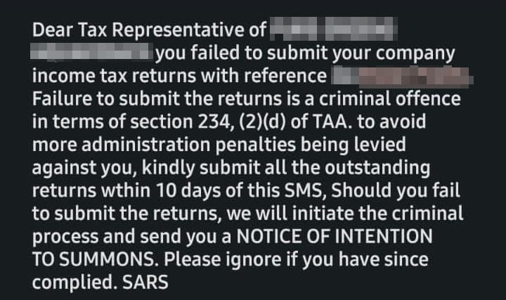 What SARS Meant to Taxpayers In An SMS - N'wamitwa Times